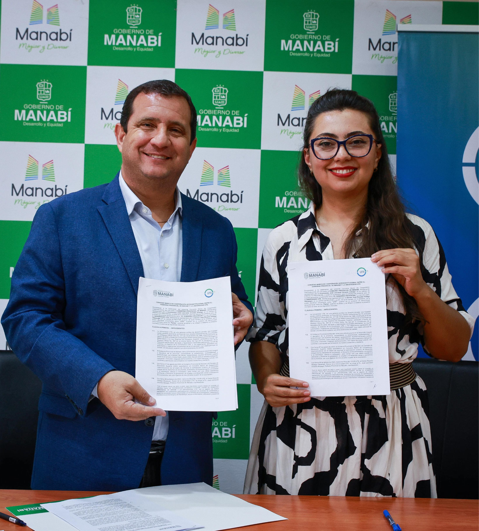UTE FIRMÓ CONVENIO CON EL GOBIERNO PROVINCIAL DE MANABÍ - UTE - La ...